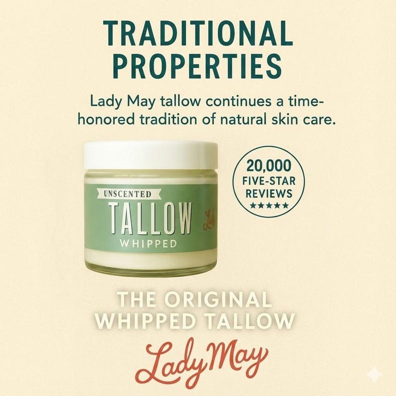 Unscented Whipped Tallow | Pure Beef Tallow Cream for Face & Body ...