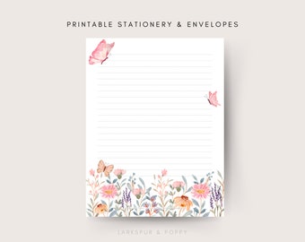 Bursting With Love - Printable Digital Stationery Set | Lined Unlined ...