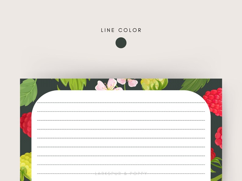 Strawberries in Coal - Printable Digital Stationery Set | Lined Unlined ...