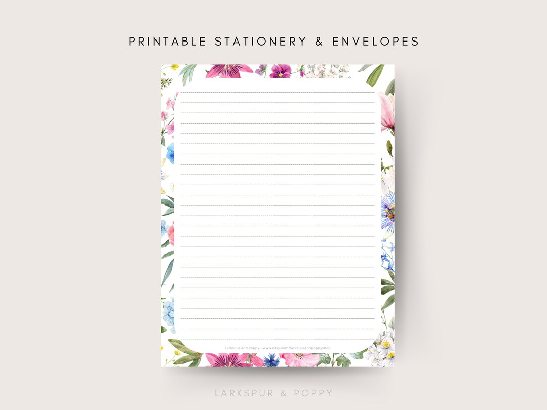 Botanical Beauty - Printable Digital Stationery Set | Lined Unlined ...