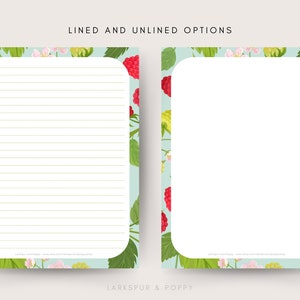 Strawberries in Aqua - Printable Digital Stationery Set | Lined Unlined ...