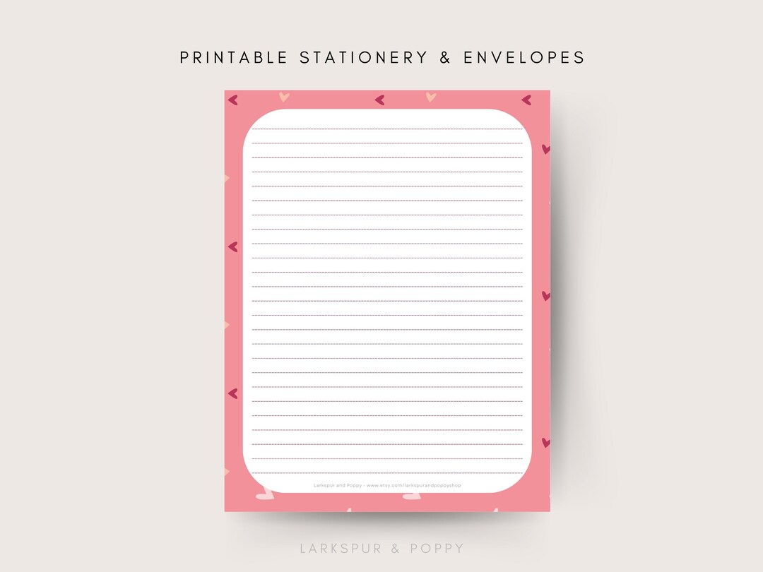 Bursting With Love - Printable Digital Stationery Set | Lined Unlined ...