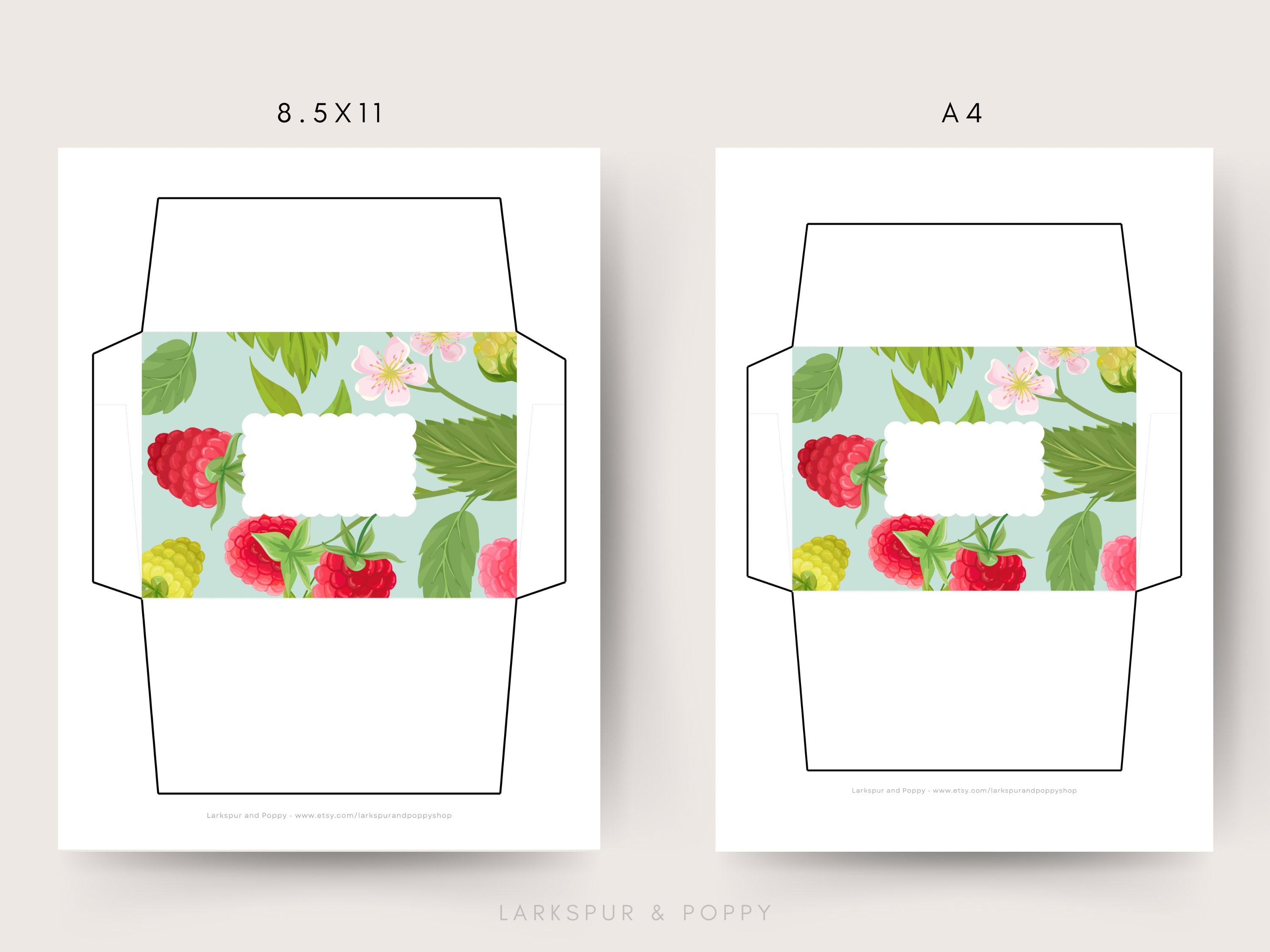 Strawberries in Aqua Printable Digital Stationery Set Lined Unlined ...
