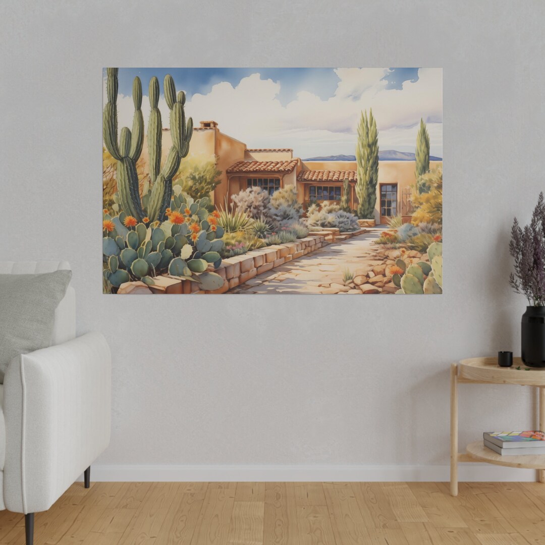 Washed Watercolor Canvas Art Print, Desert Wall Art, Southwestern ...