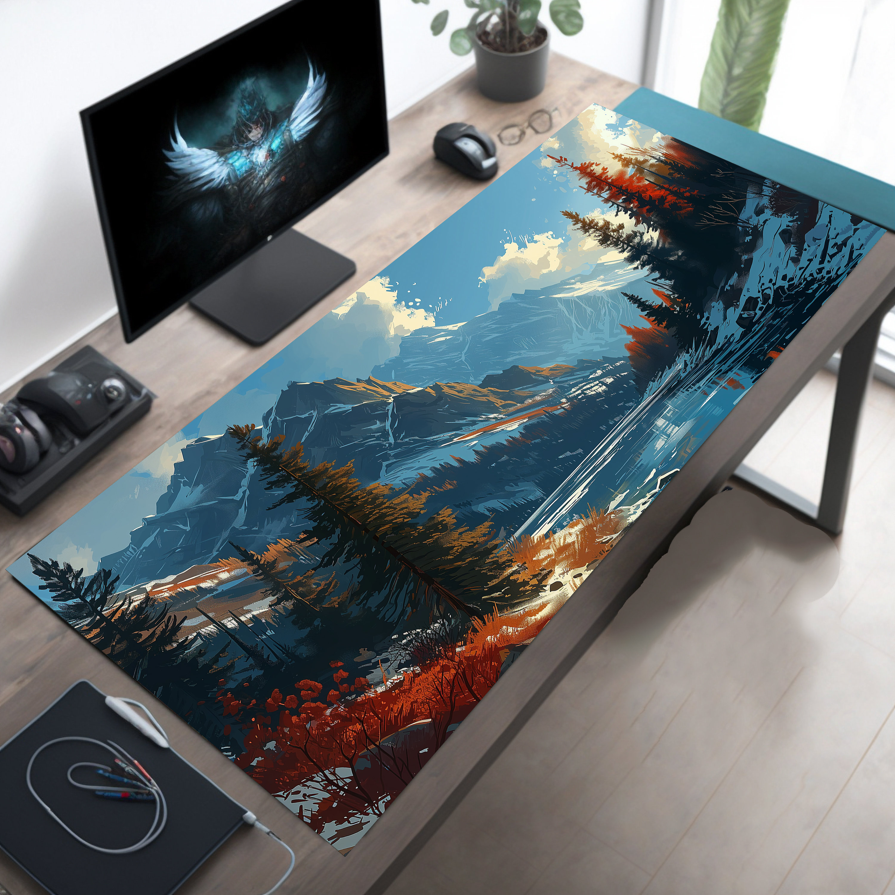 First Snowfall in the Rockies Desk Mat, Western Desk Decor, Mountain ...