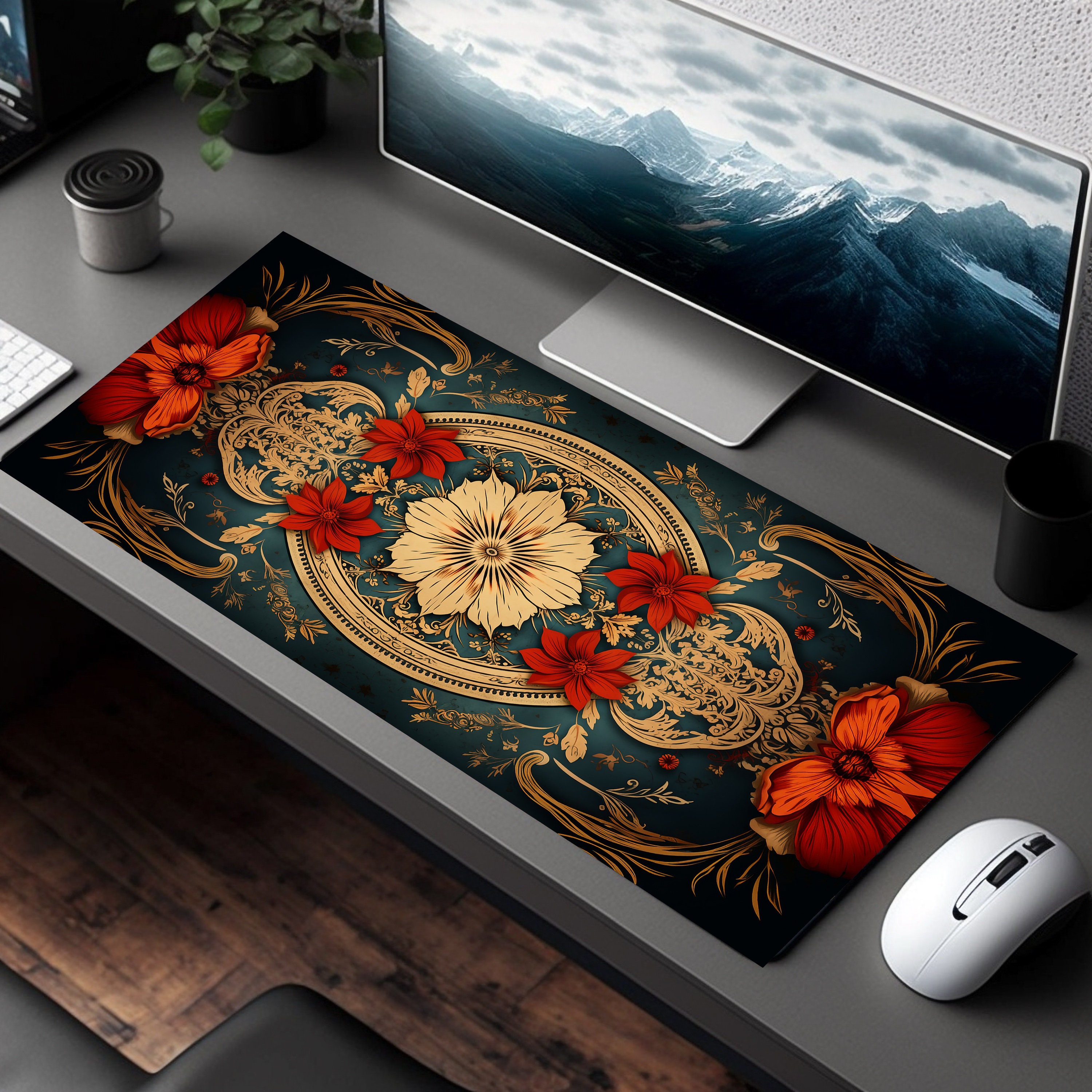 Vintage Style Old Western Textile Desk Mat, Western Desk Mat, Vintage ...