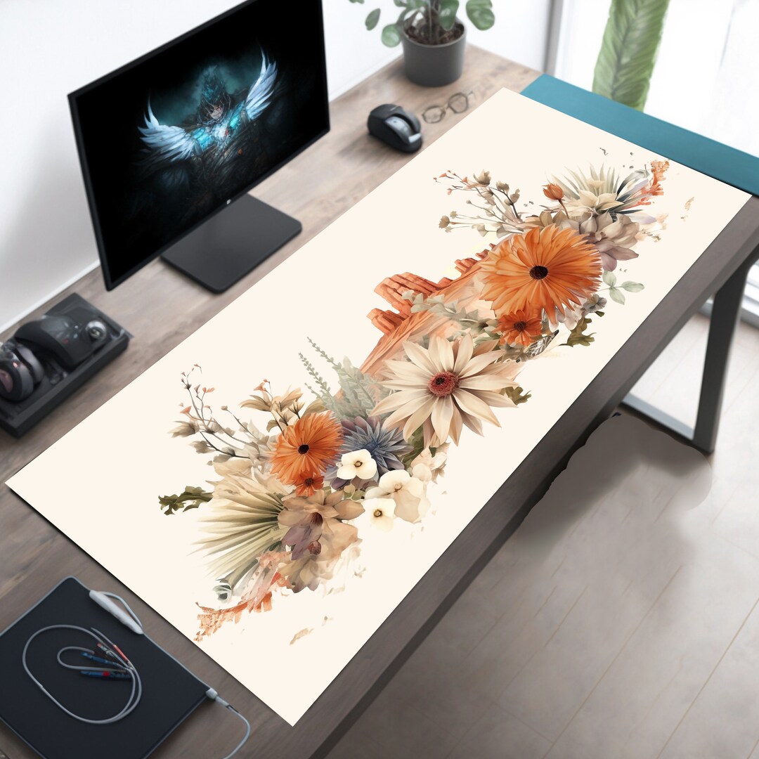 Boho Southwestern Desert Desk Mat, Red Rock Canyon, Wildflower ...