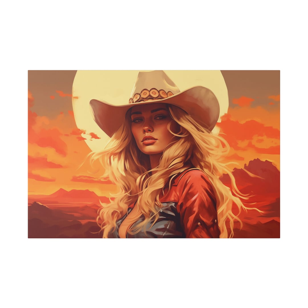 Western Cowgirl Wall Canvas Art Print, Cowgirl Art Print, Western ...