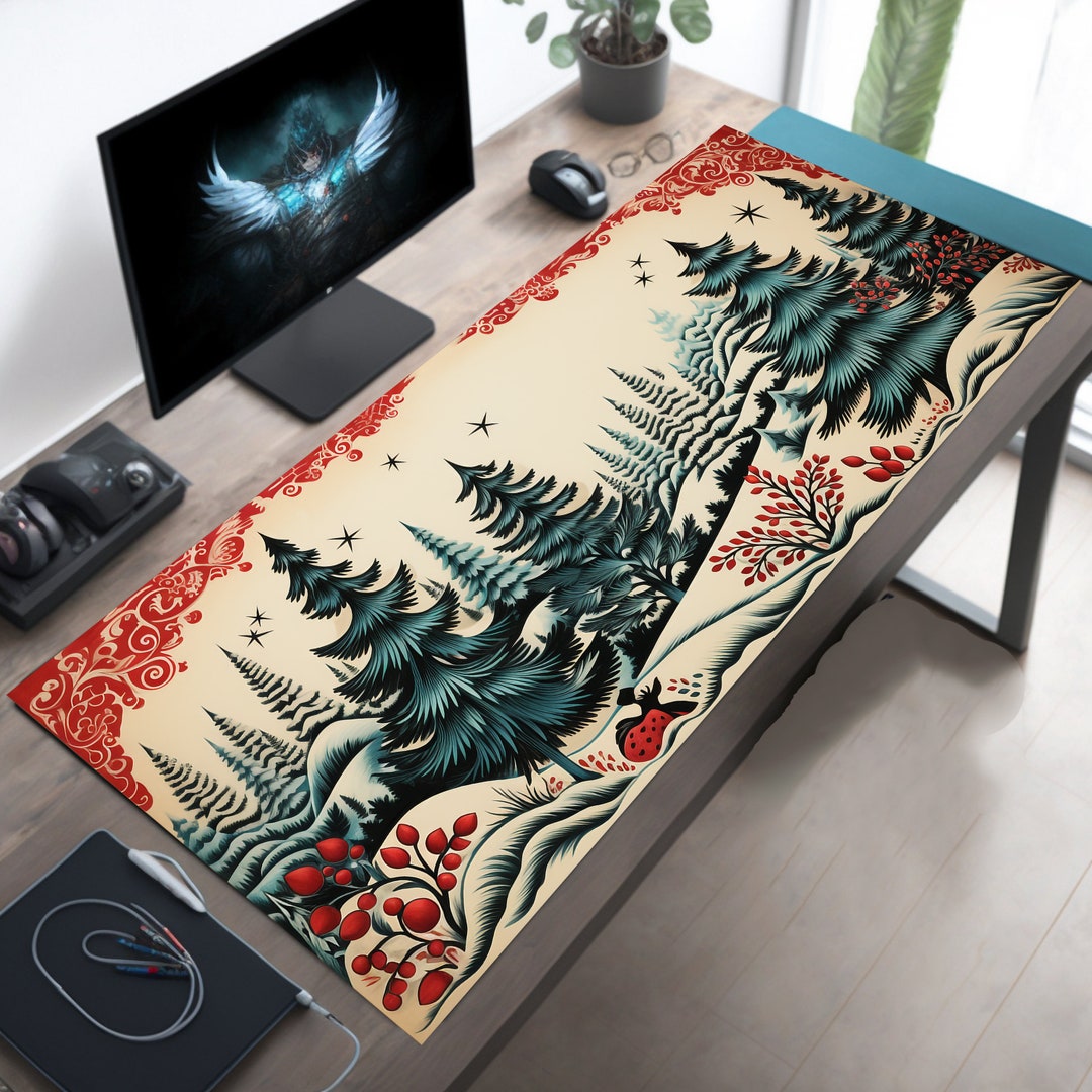 Western Winter Aesthetic Postcard Style Desk Mat, Christmas Desk Pad - Etsy
