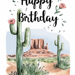 Desert Birthday Card for Instant Download, Printable Desert Bday Card ...
