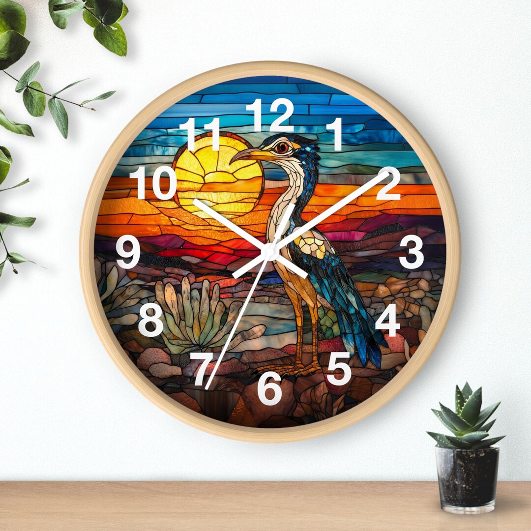 Southwestern Road Runner Wall Clock: Faux Stained Glass Home Decor - Etsy