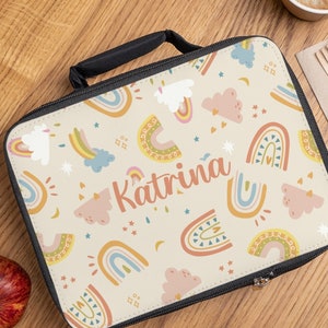 Personalized Rainbow Lunch Box for Kids, Custom Lunch Box, Boho Rainbow ...