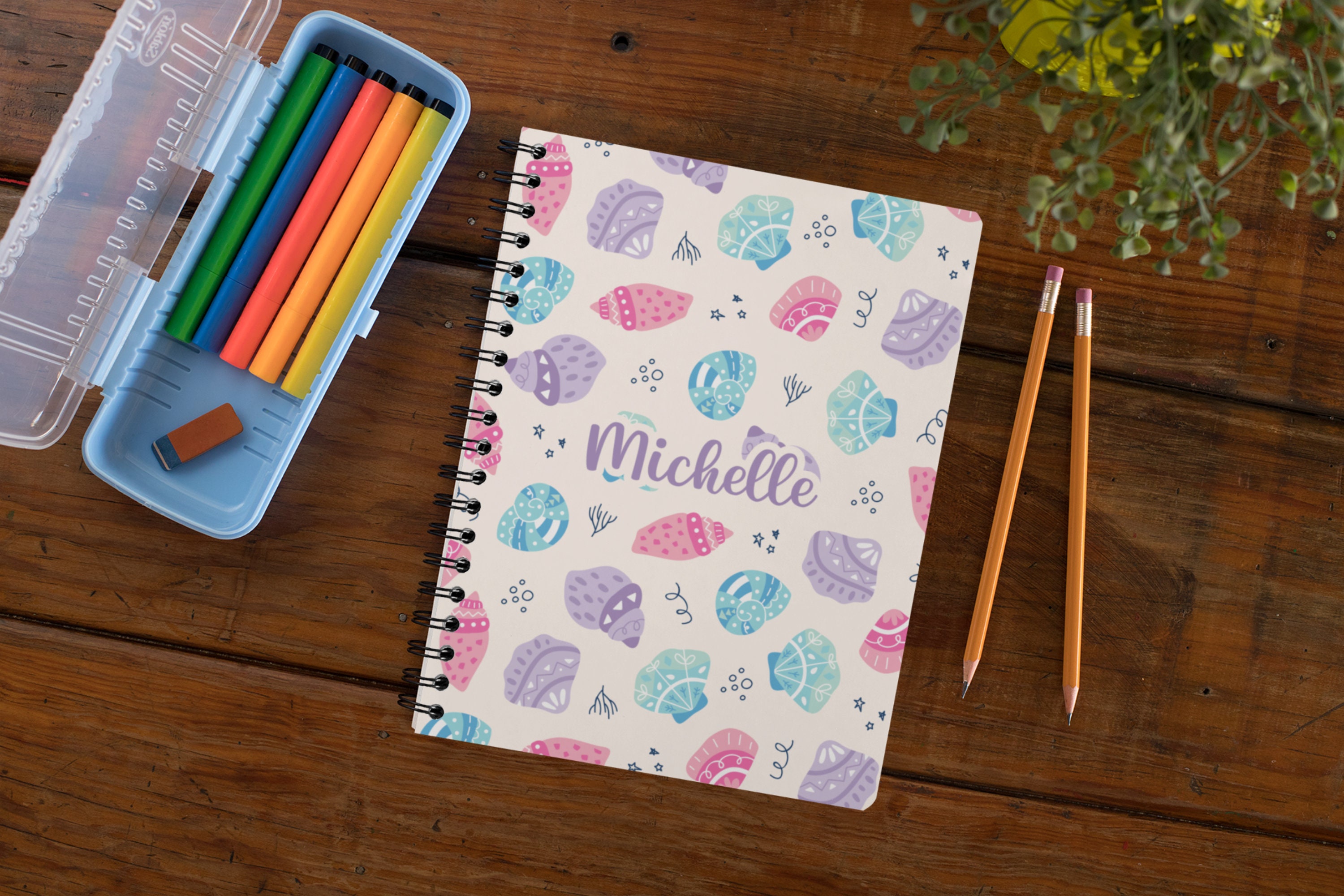 Custom Seashell Notebook, Custom Notebook, Kid Personalized Journal ...