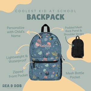 Personalized Jellyfish Backpack, Ocean Blue School Bookbag - Etsy