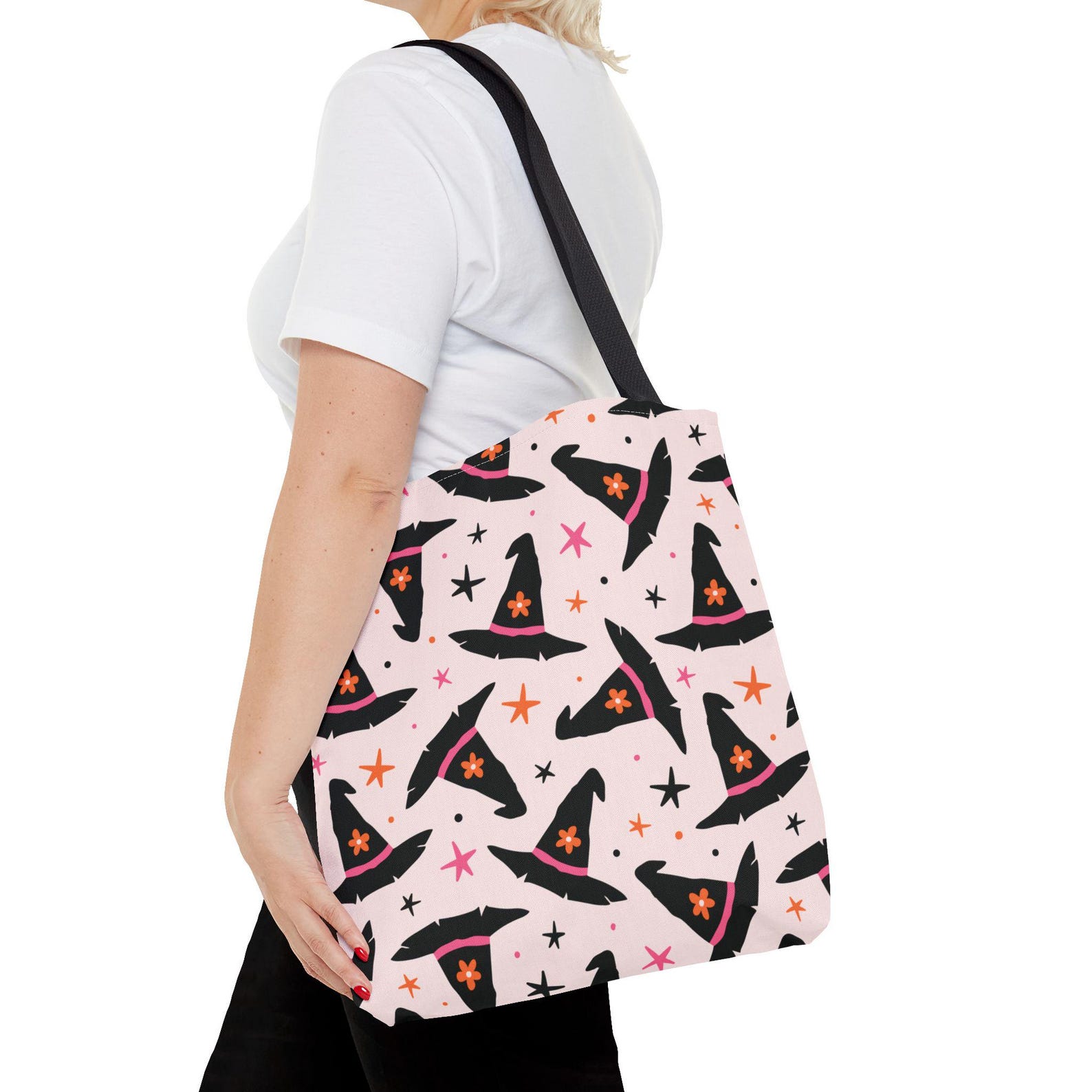 Witches Hats Trick or Treat Tote Bag, Spooky Witch Halloween Bag With ...