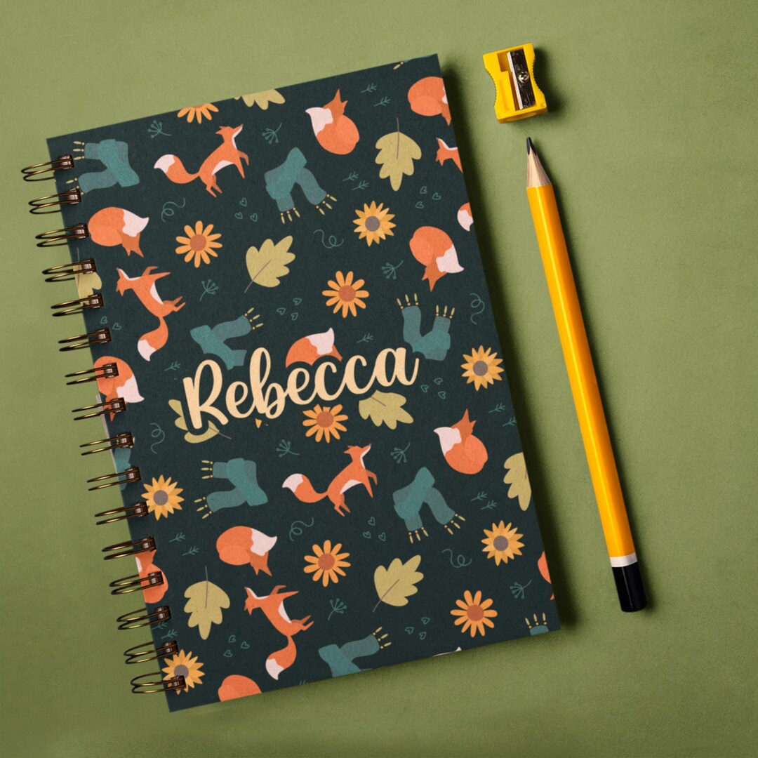 Custom Fall Fox Notebook, Custom Notebook, Kid Personalized Journal ...