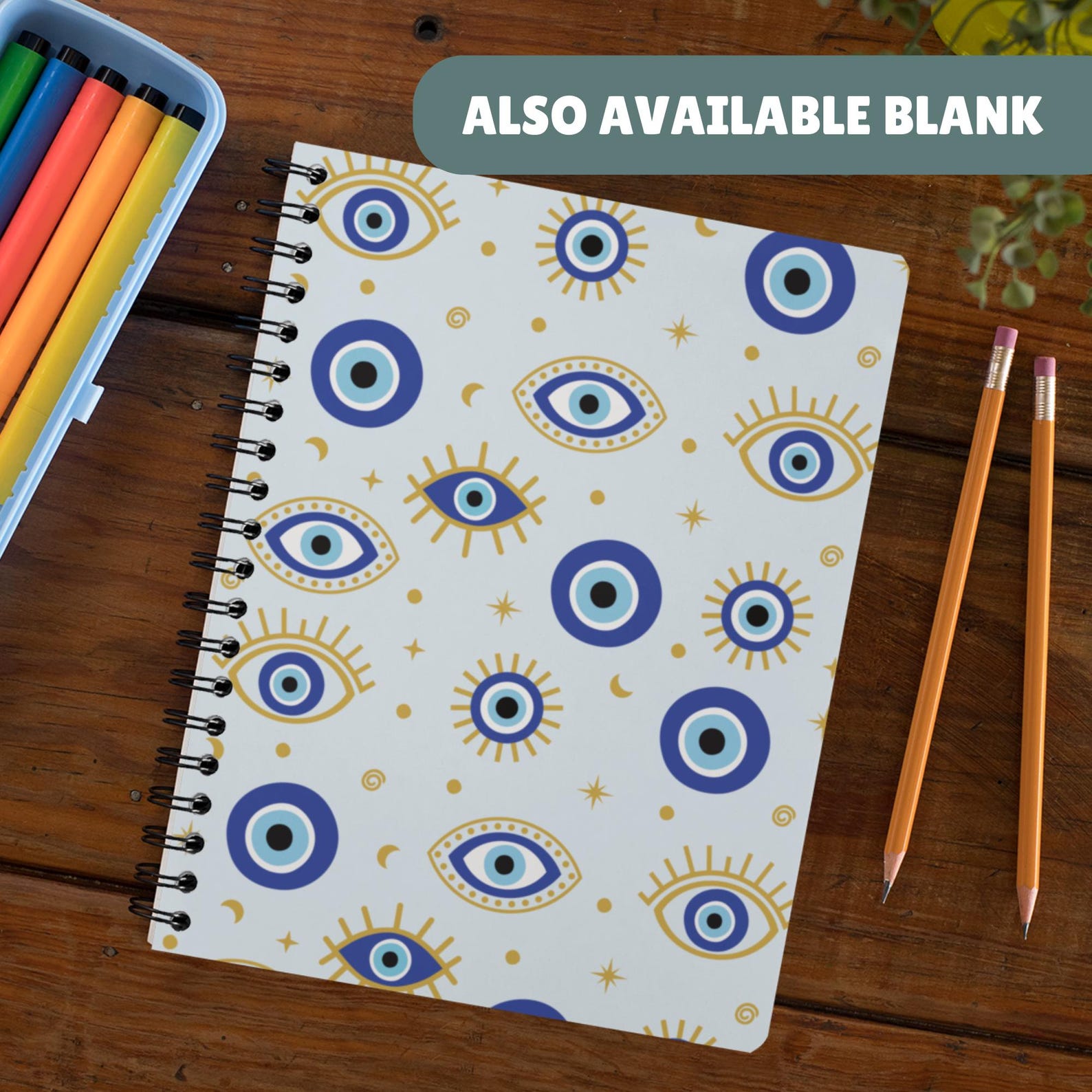 Custom Blue Evil Eye Notebook, Personalized Kid's Journal - Etsy