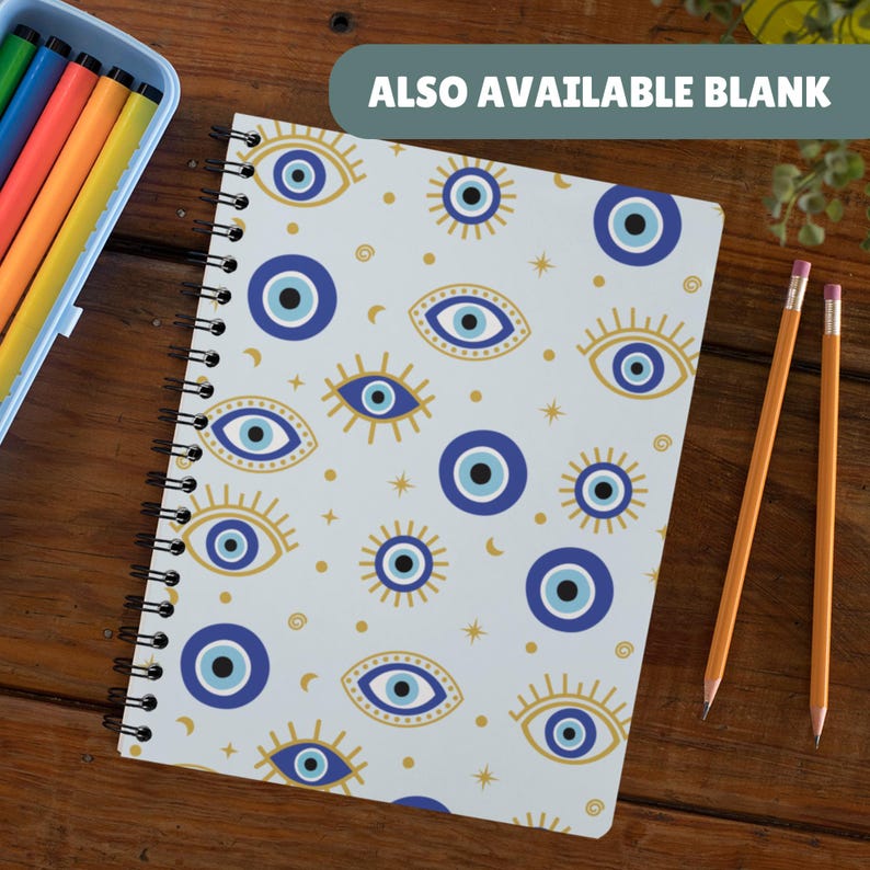 Custom Blue Evil Eye Notebook, Personalized Kid's Journal - Etsy