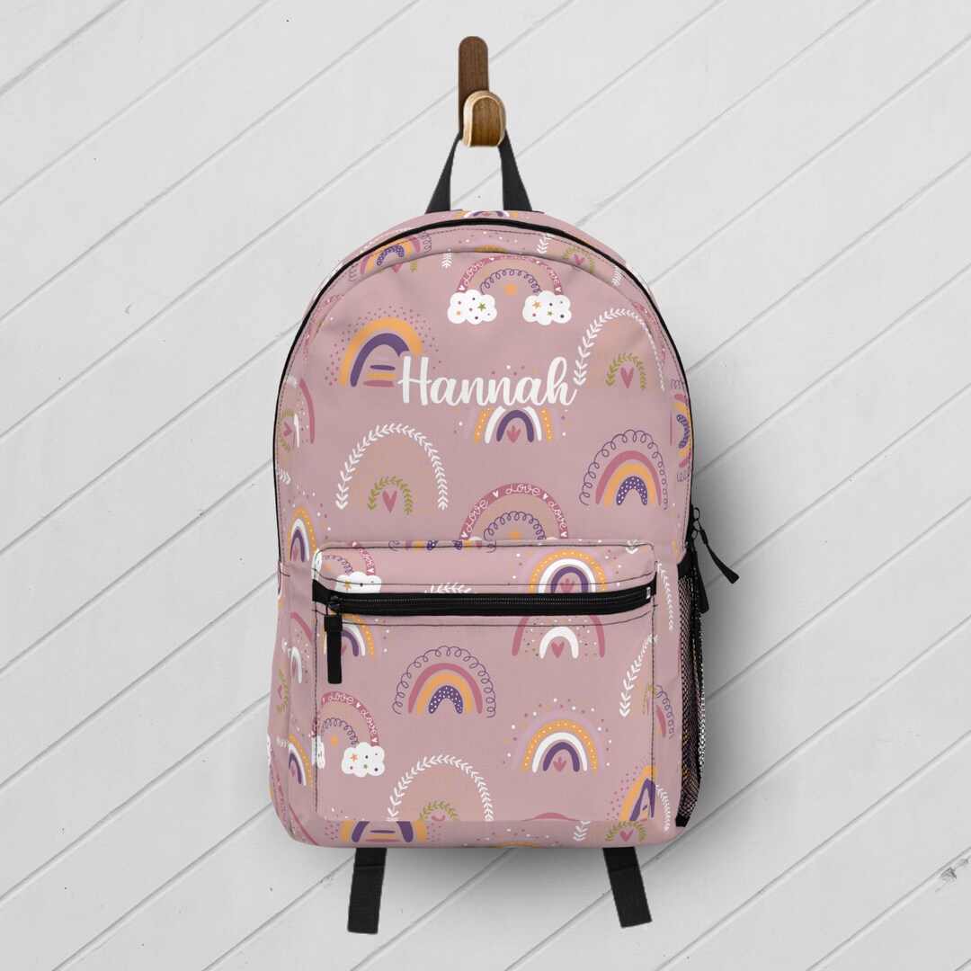 Boho Rainbow Backpack, Kid School Bag, Pink Rainbow School Bag, Custom ...