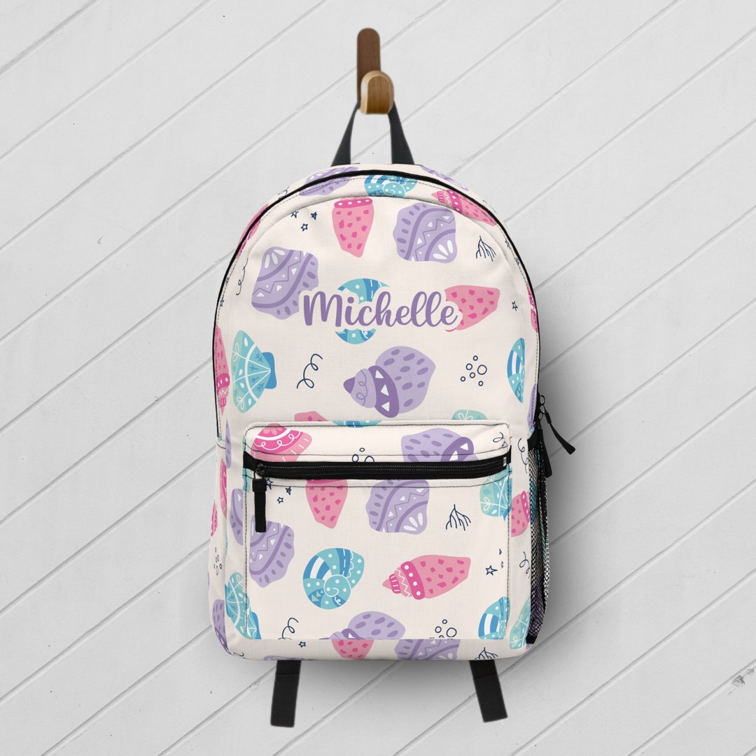 Seashell Backpack Personalized With Name - Girls Ocean Theme Back to ...
