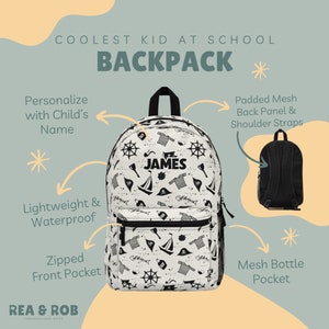 Pirate Backpack Personalized / Nautical Themed Book Bag Lunchbox Set ...