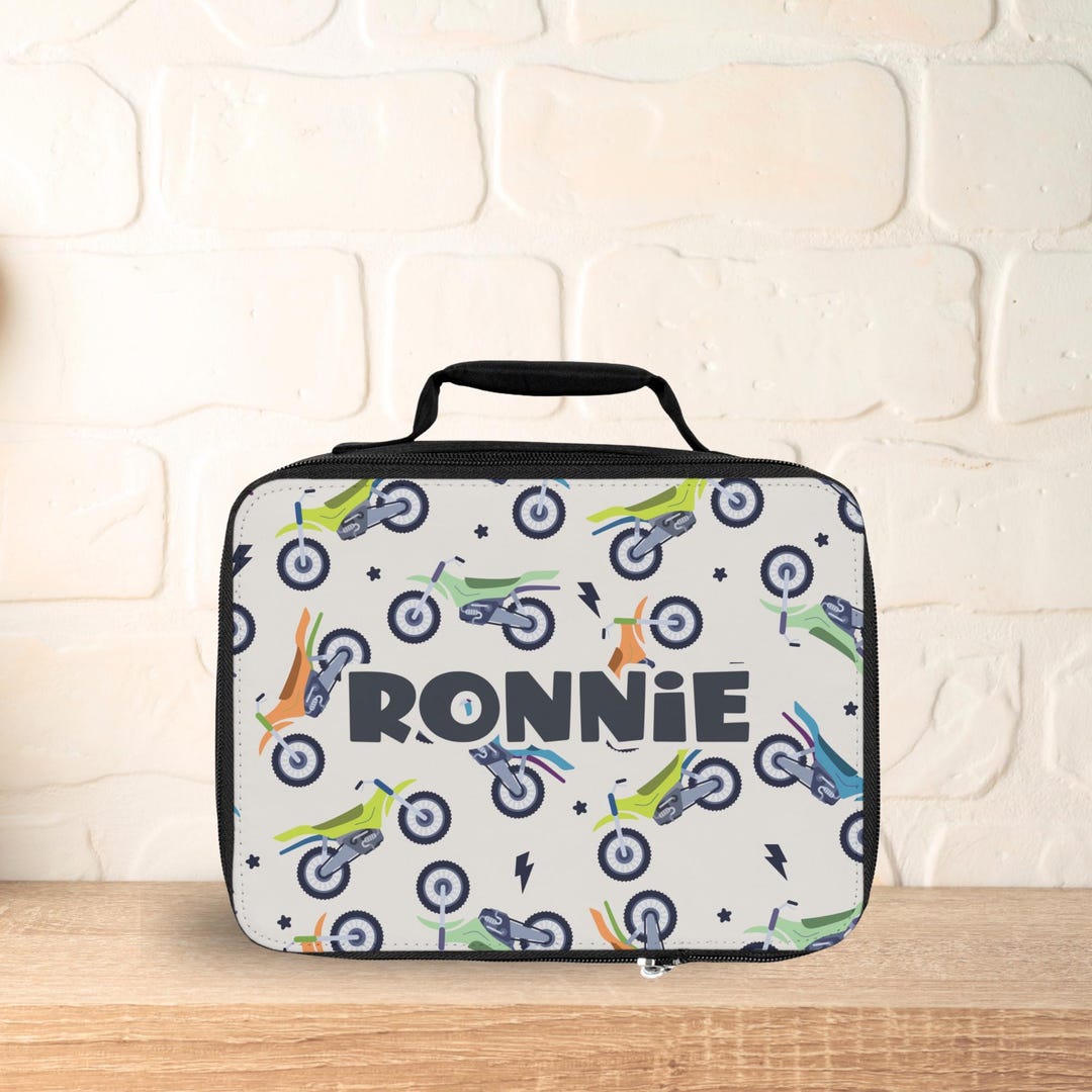 Dirt Bike Lunchbox With Name, Personalized Boys Lunch Bag for School ...