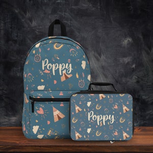 Personalized Boho Kids Backpack for School, Custom Name Bag for Girl ...