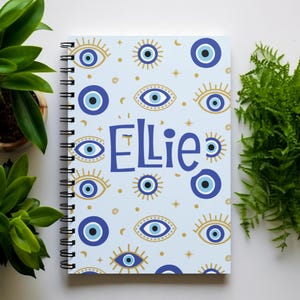 Custom Blue Evil Eye Notebook, Personalized Kid's Journal - Etsy