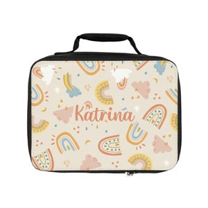 Personalized Rainbow Lunch Box for Kids, Custom Lunch Box, Boho Rainbow ...