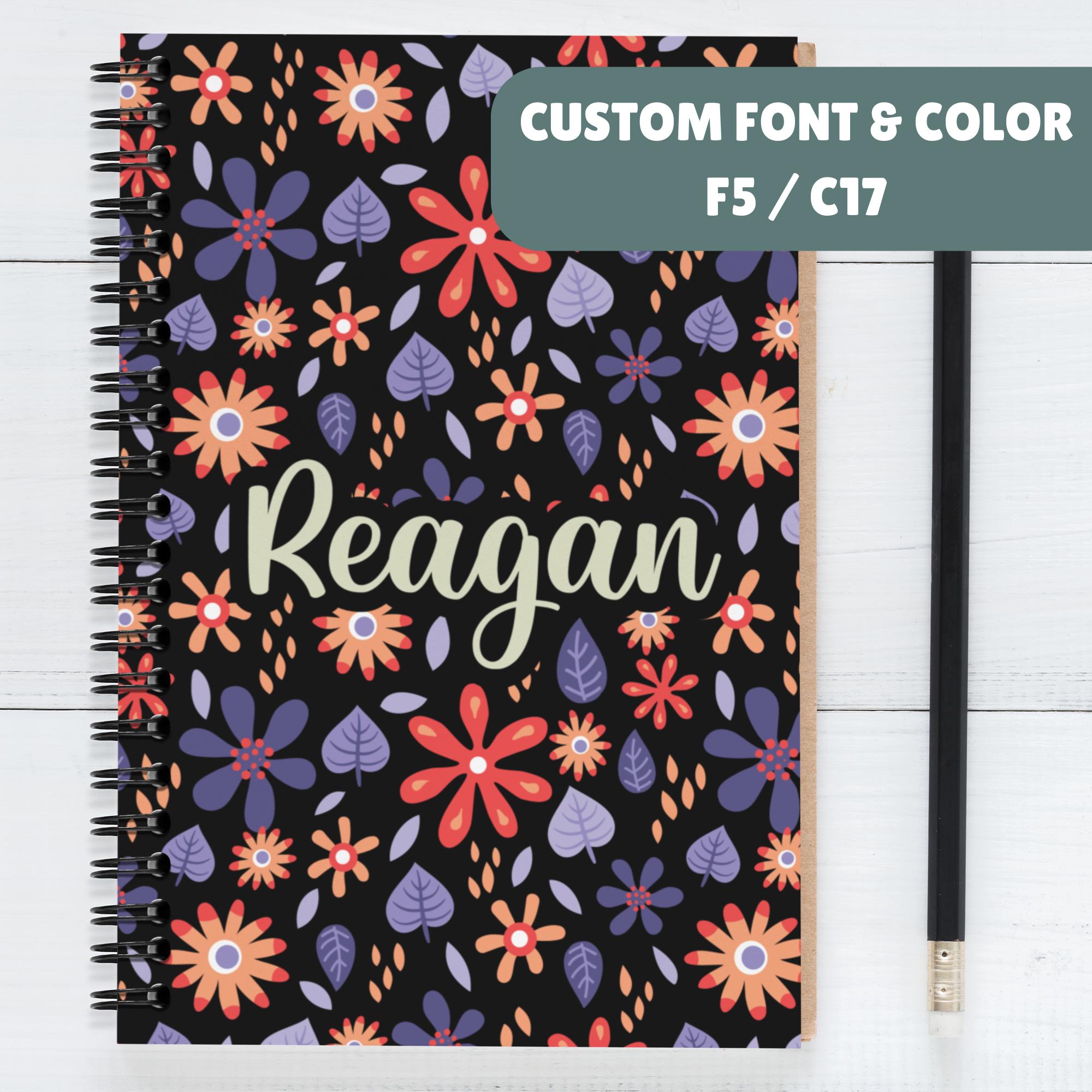 Custom Retro Floral Notebook, Custom Notebook, Kid Personalized Journal ...