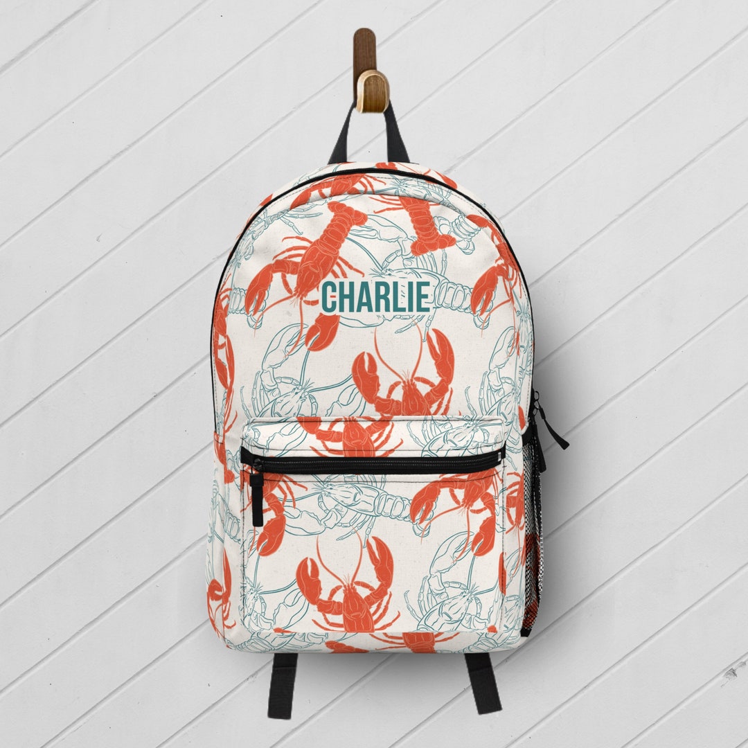 Lobsters Backpack With Custom Name, Personalized Backpack, Back to ...