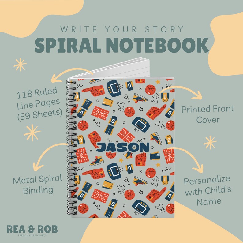 Personalized Basketball Notebook, Custom Kids Journal - Etsy