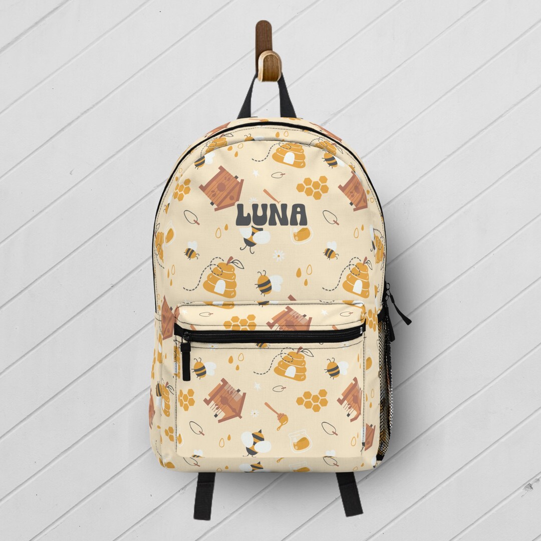 Honey Bee Backpack Personalized, School Book Bag Lunchbox Set, Custom ...