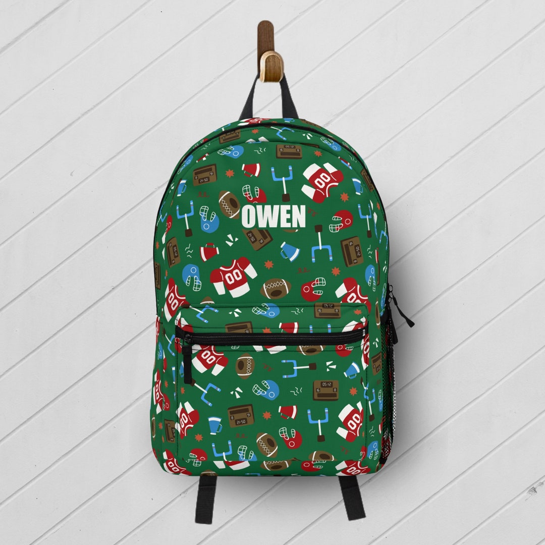 Football Backpack Personalized / Custom Name Book Bag Lunchbox Set ...