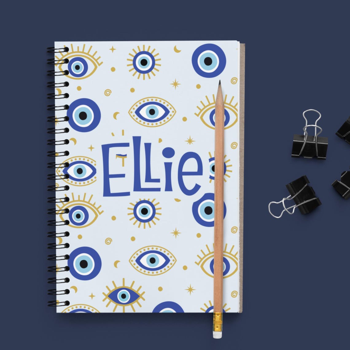 Custom Blue Evil Eye Notebook, Personalized Kid's Journal - Etsy