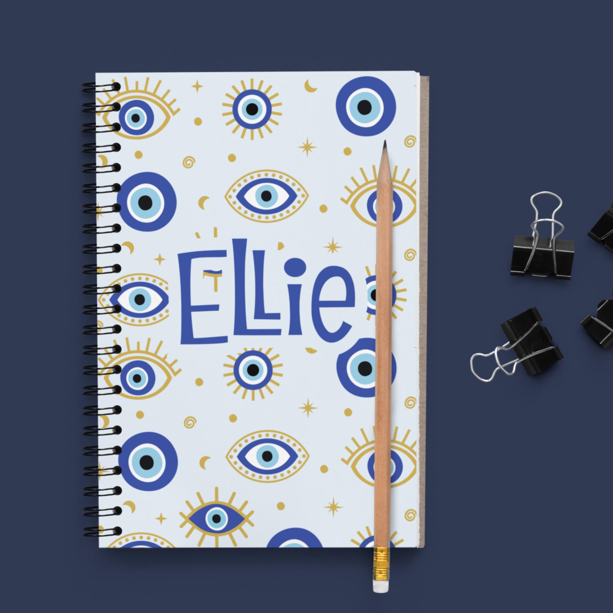 Custom Blue Evil Eye Notebook, Personalized Kid's Journal - Etsy