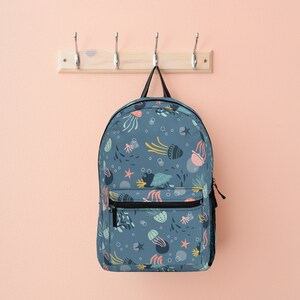 Personalized Jellyfish Backpack, Ocean Blue School Bookbag - Etsy