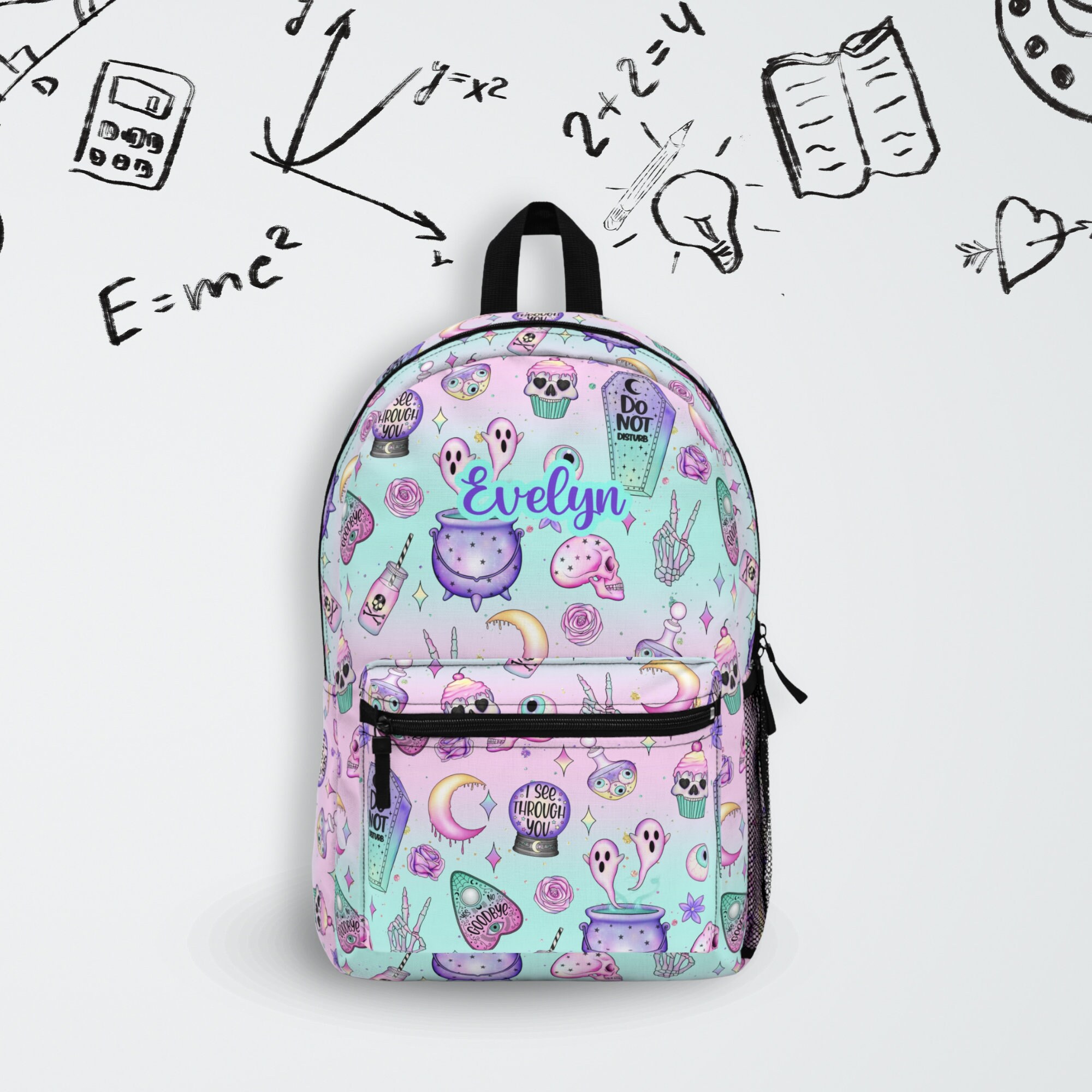 Personalized Pastel Goth Backpack / Pink Halloween Candy Book Bag ...