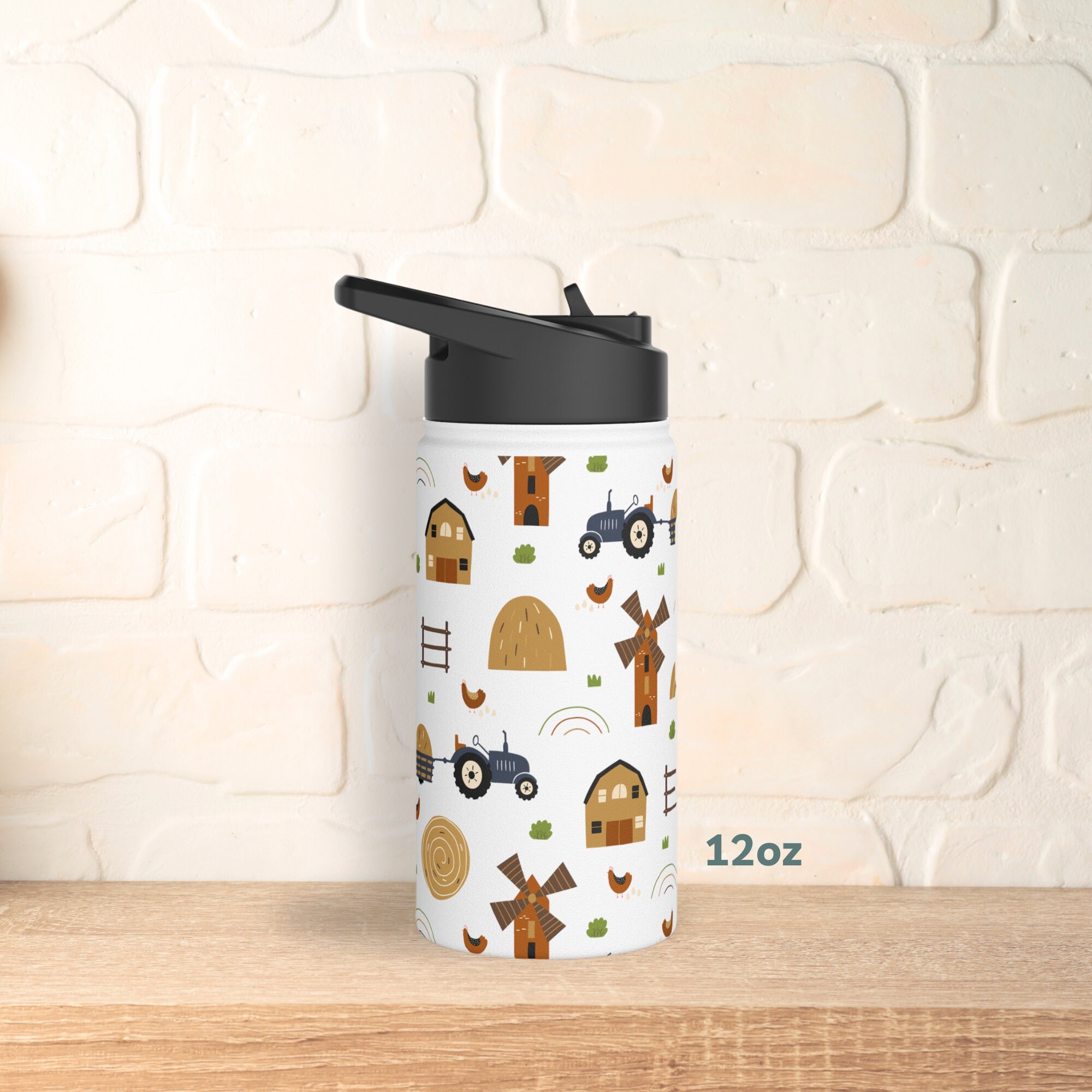 Personalized Farm Water Bottle, Farm Tractor Back to School Water ...