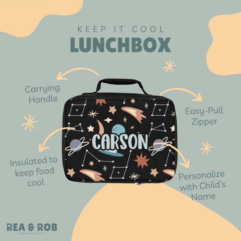 Personalized Space Lunchbox for School / Kids Space Lunch Bag Custom ...