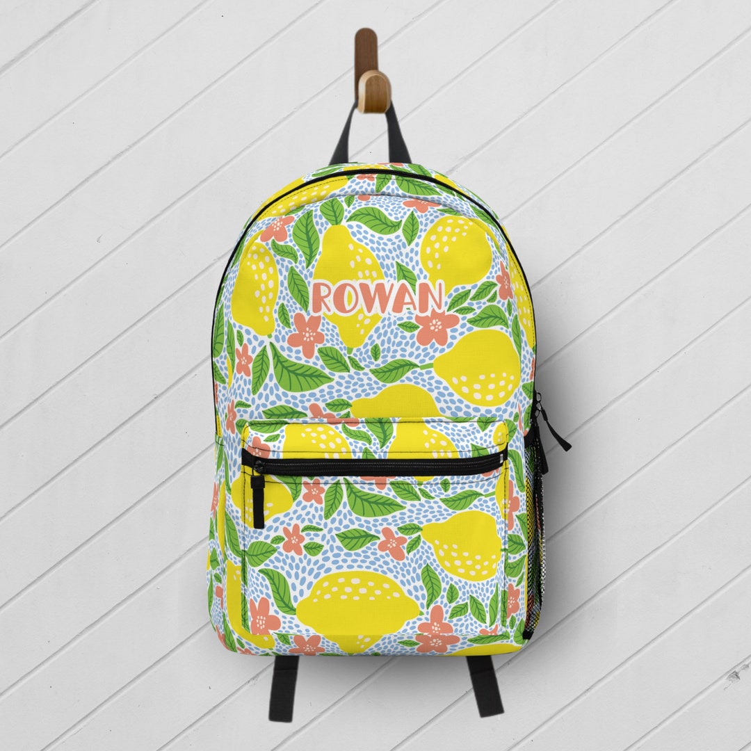 Lemons Backpack With Custom Name / Personalized Girls Fruit Backpack ...