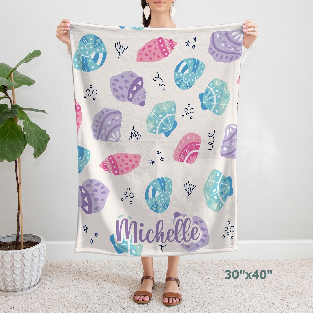 Personalized Seashell Blanket for Kid, Personalized Baby Blanket ...