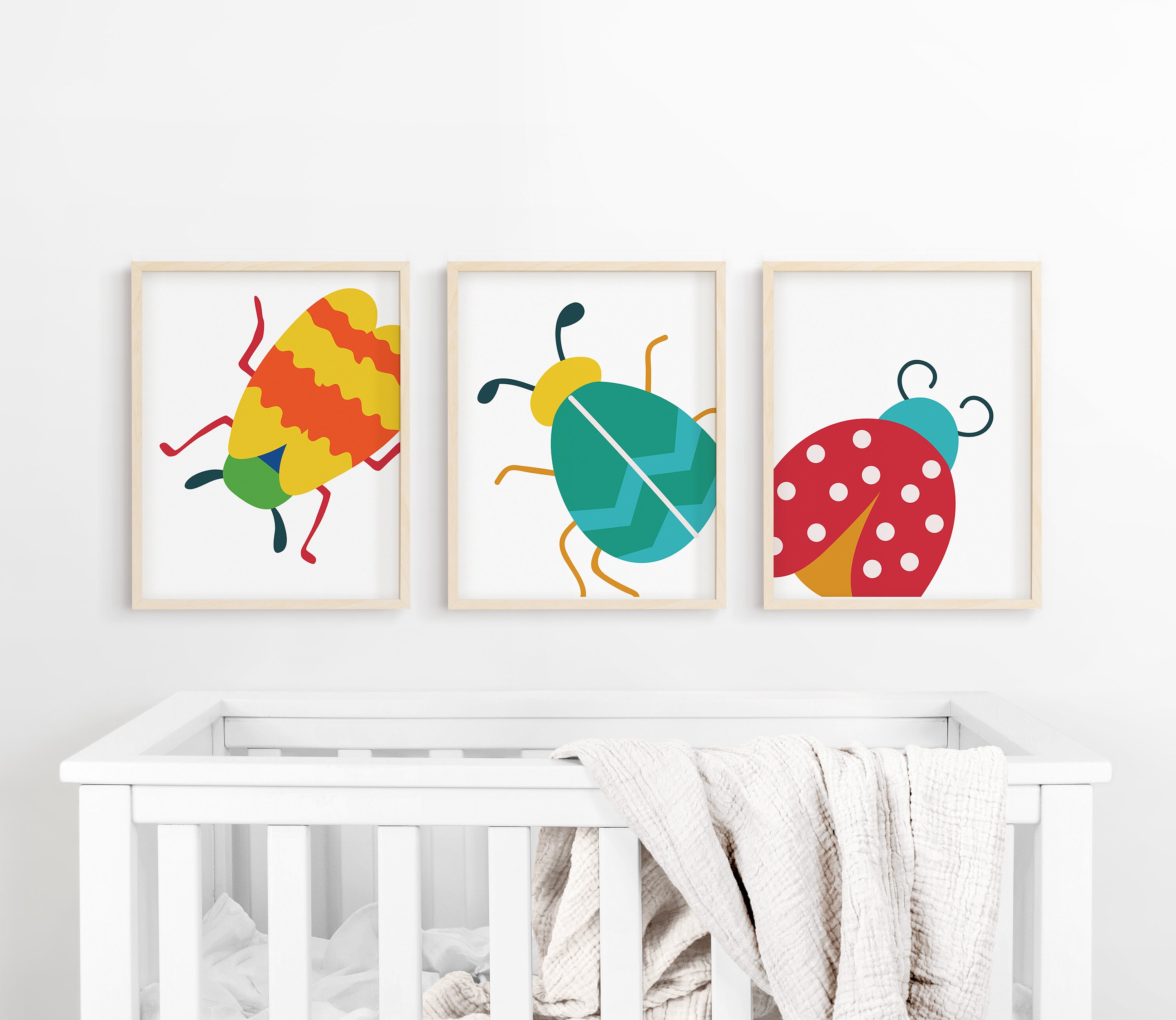 Bug Wall Art for Nursery Decor, Printable Wall Art Cute Bug Kids Room ...