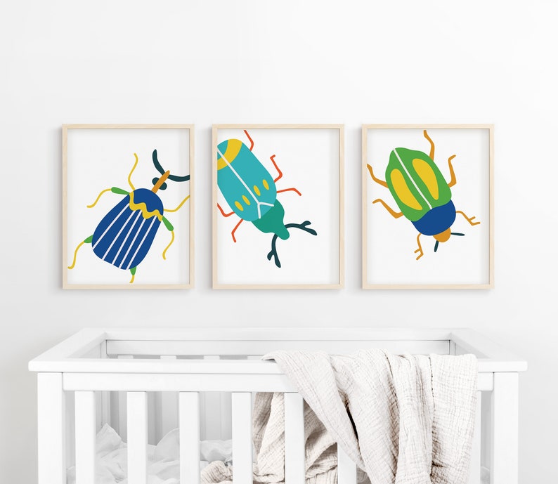 Bug Wall Art for Nursery Decor, Printable Wall Art Cute Bug Kids Room ...