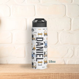 Personalized Kids Construction Water Bottle / Work Trucks Back to ...