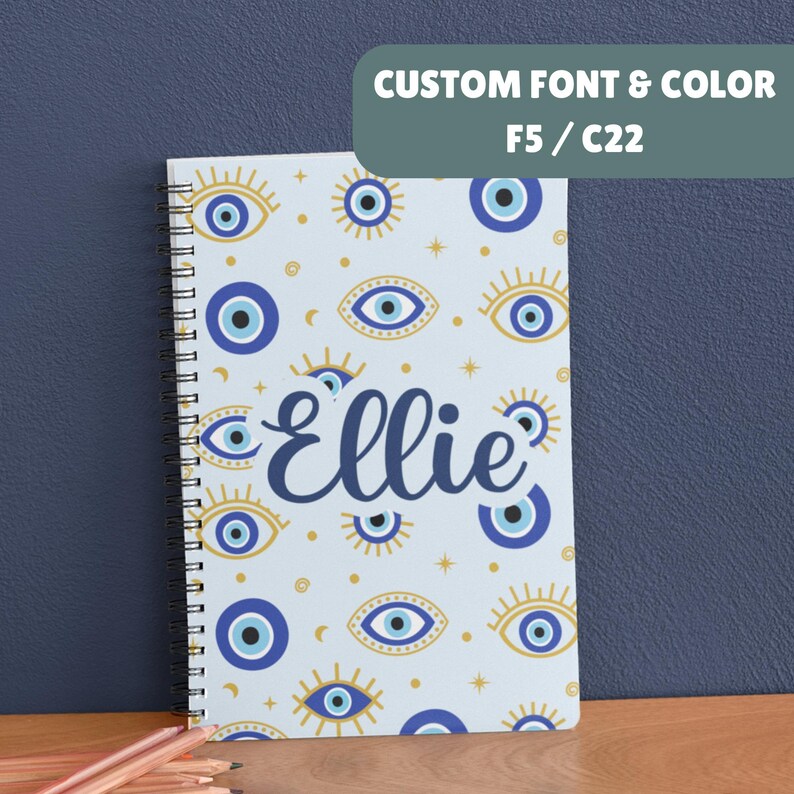 Custom Blue Evil Eye Notebook, Personalized Kid's Journal - Etsy