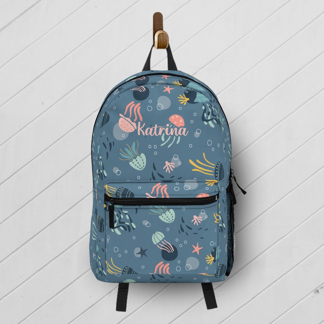 Personalized Jellyfish Backpack, Ocean Blue School Bookbag - Etsy