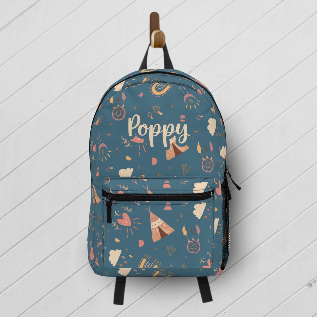 Personalized Boho Kids Backpack for School, Custom Name Bag for Girl ...