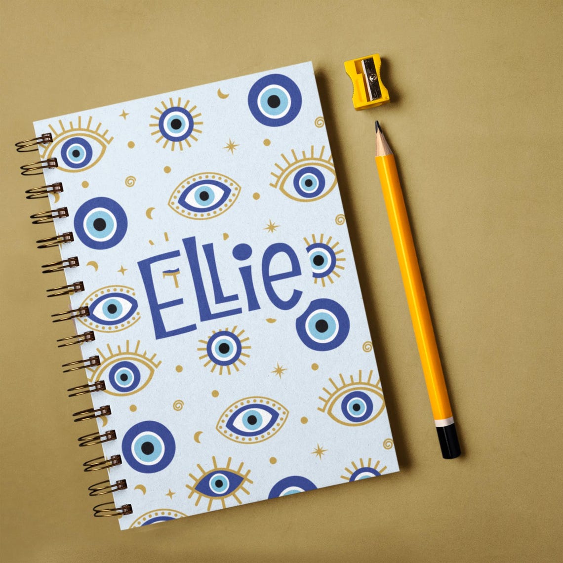 Custom Blue Evil Eye Notebook, Personalized Kid's Journal - Etsy