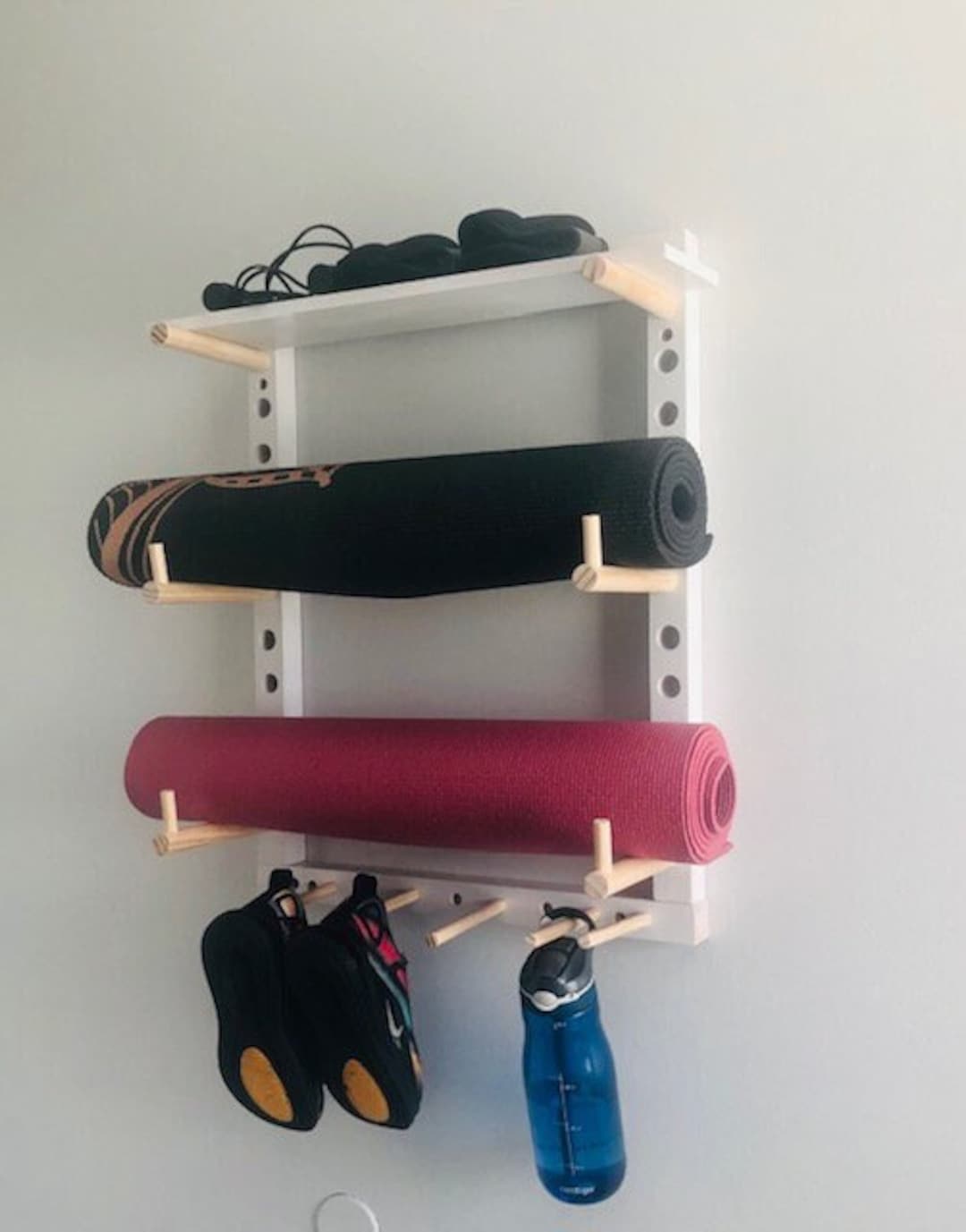 Yoga Mat Rack, Fully Adjustable, Gym Storage, Wall Shelf, Home Gym ...